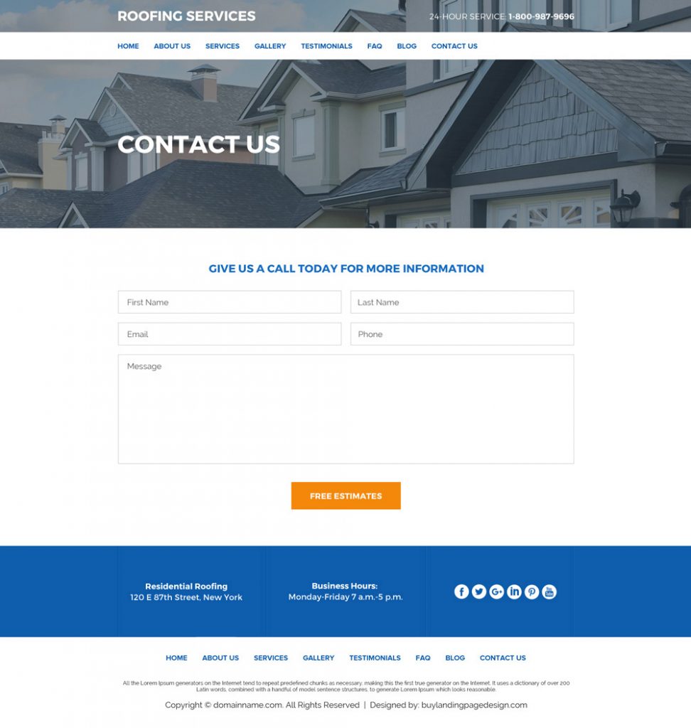 Roofing service website design added to Buylandingpagedesign ...