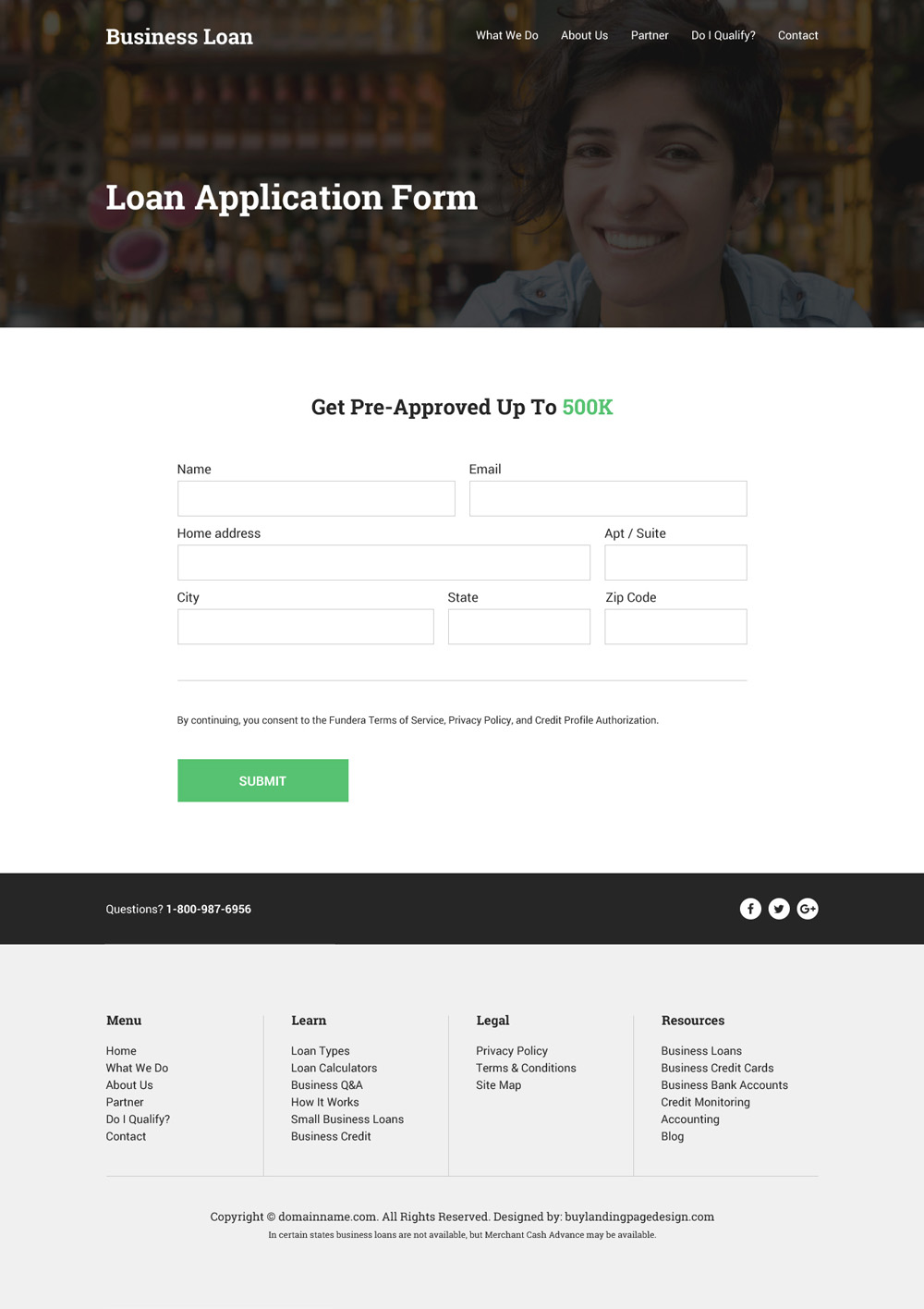 Download business loan website design to create professional website