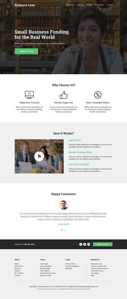 Download business loan website design to create professional website
