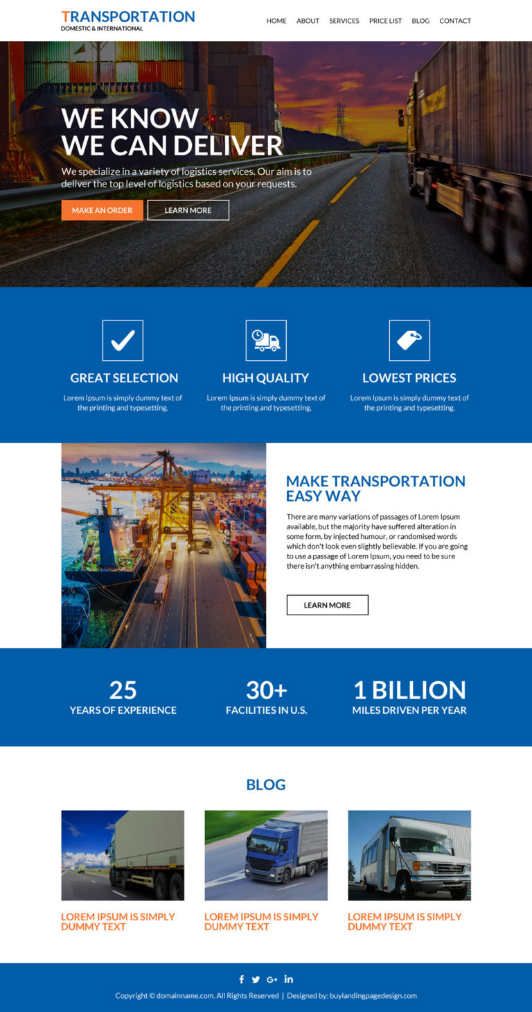 Best Transportation Service Responsive Website Design