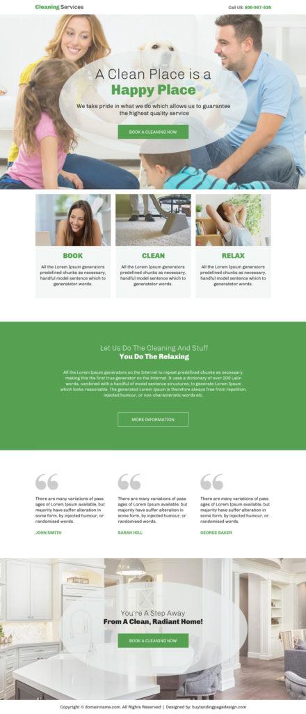 Cleaning Service Appointment Booking Bootstrap Landing Page